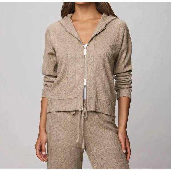NEW SPLENDID sweatersoft zip up hoodie in light cedar heather